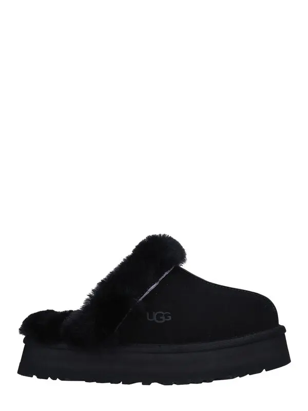 UGG Suede Disquette Flatform Slippers - Black