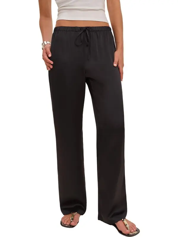 REFORMATION Olina Silk Pant - Black
