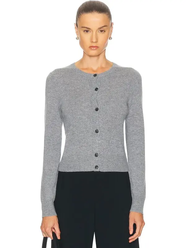 NILI LOTAN March Cashmere Cardigan - Medium Grey Melange