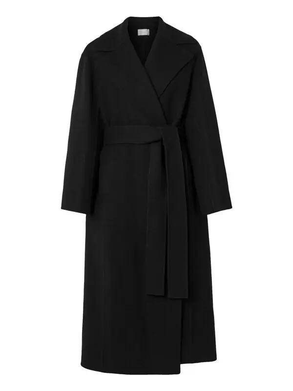 THE ROW Essentials Malika Belted Wool-blend Felt Coat - Black