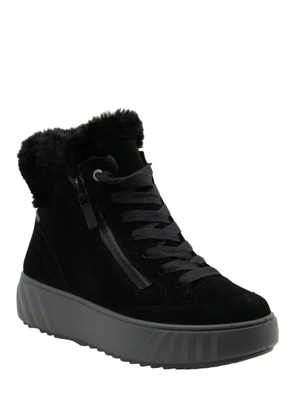 ARA Mikayla Faux Fur Lined Lace-up Boots - Black
