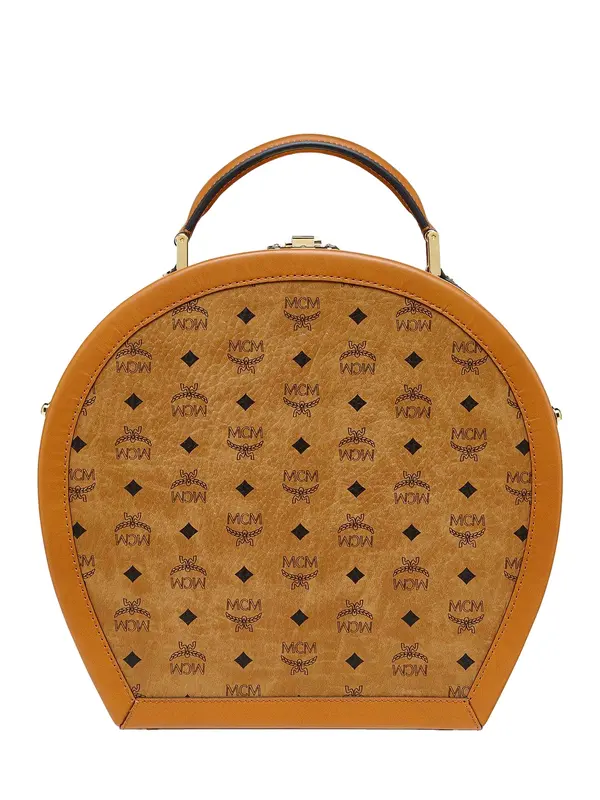 Mcm Visetos Hat Box - Cognac