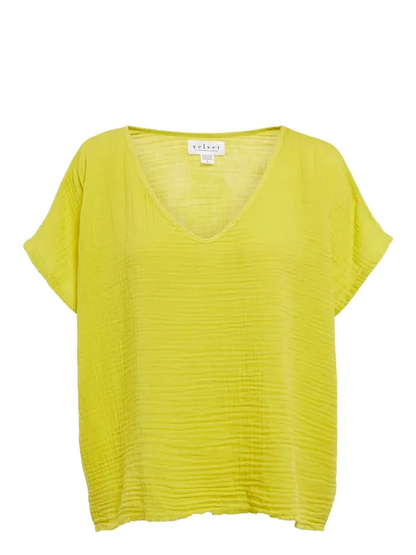 Velvet By Graham & Spencer Elsa Cotton Gauze Top - Yellow