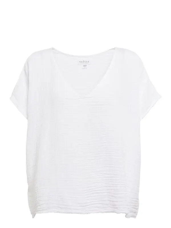Velvet By Graham & Spencer Elsa Cotton Gauze Top - White