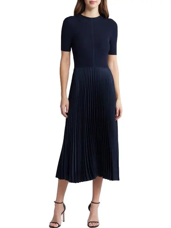 BOSS Fadrid Ribbed Pleated A-line Dress - Sky Captain