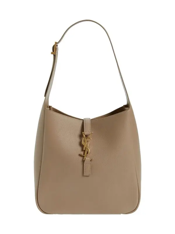 Saint Laurent Small Le 5 À 7 Leather Hobo - Dusty Grey