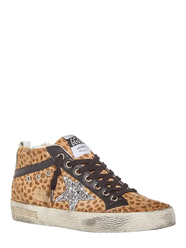 GOLDEN GOOSE Mid Star Calf Hair Sneakers - Cream/light