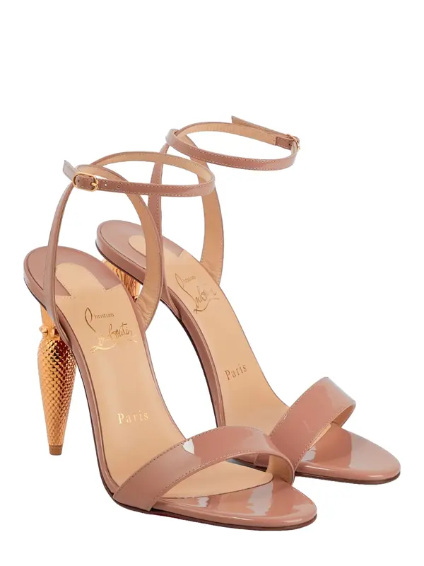 CHRISTIAN LOUBOUTIN Lipqueen Patent Leather Sandals - Neutrals