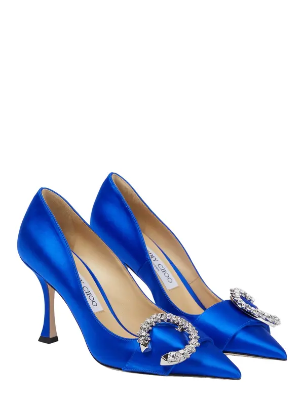 JIMMY CHOO Melva 90 Satin Pumps - Blue