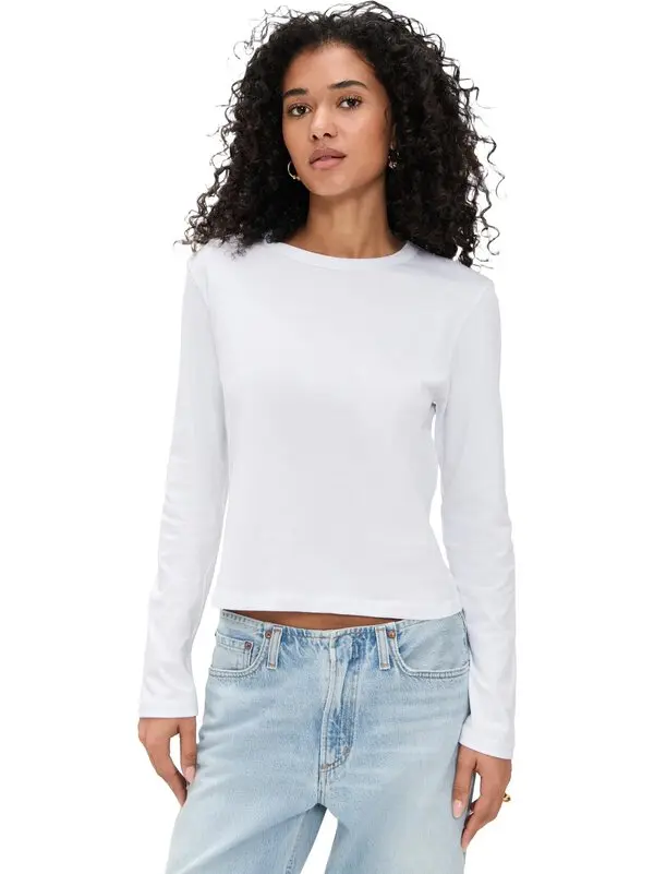 LESET Margo Long Sleeve Top - White