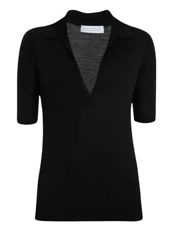 Gabriela Hearst Frank Cashmere Polo Top - Black