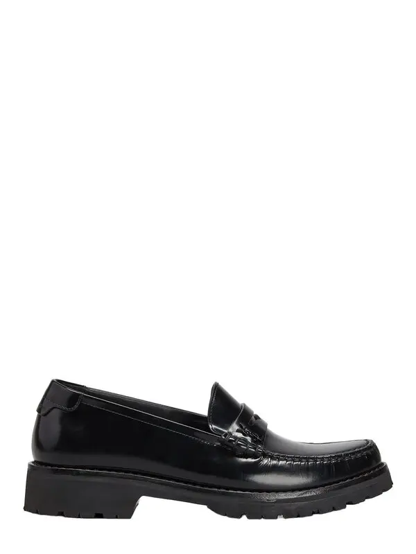 Saint Laurent Le Loafer Monogram Leather Slippers - Black