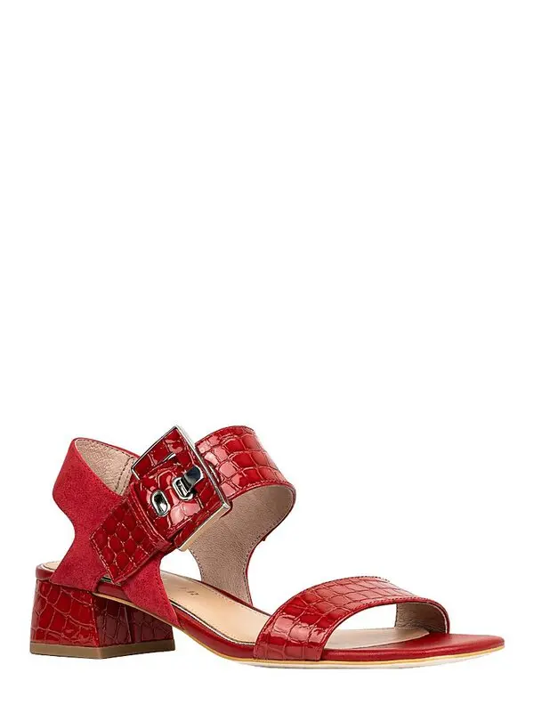 DONALD PLINER Ankle Strap Mid Heel Sandals - Tomato