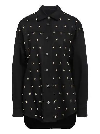 MSGM Embroidered Denim Overshirt - Black