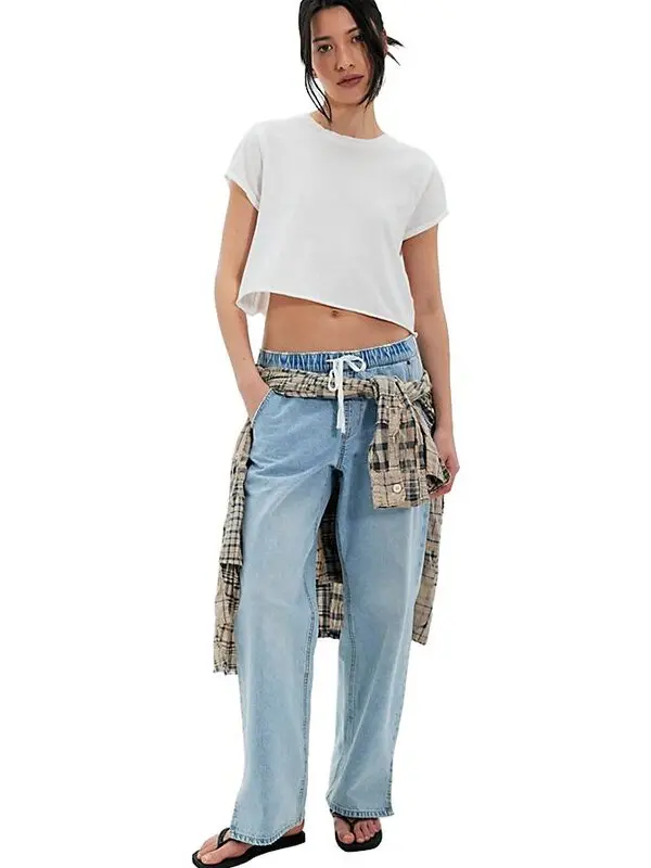 ONETEASPOON Roadhouse Wide-leg Drawstring Jeans - Riviera Blue