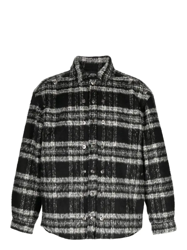 Y/project Textured Stripe-pattern Shirt Jacket - Black