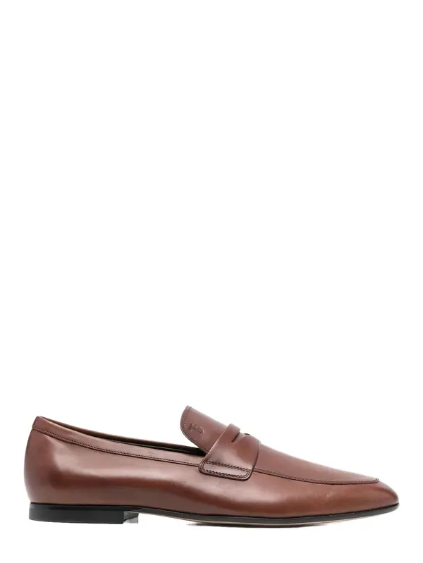 TOD'S Penny-strap Leather Loafers - Brown