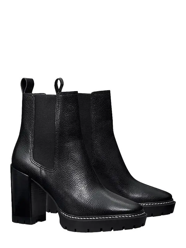 Tory Burch Carson Lug Sole High Heel Boots - Perfect Black