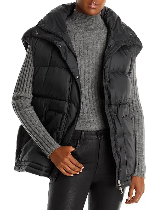 Perfect Moment Mock Neck Puffer Vest - Black-snow