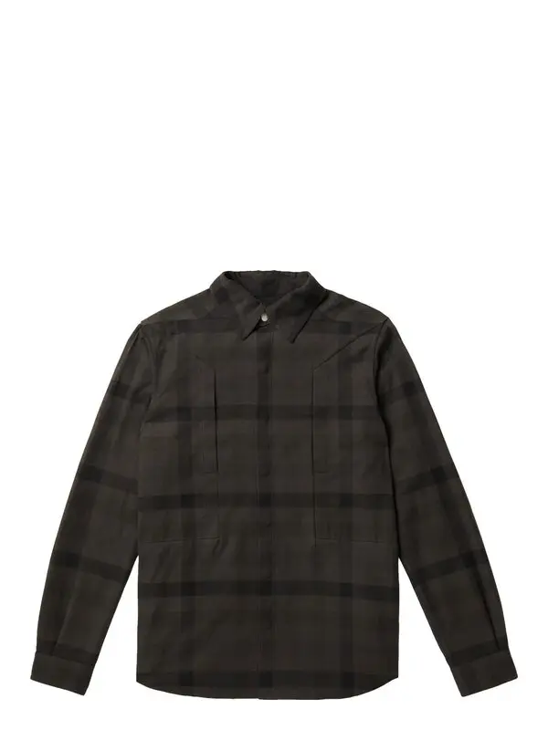 Rick Owens Checked Brushed Cotton-twill Overshirt - Gray