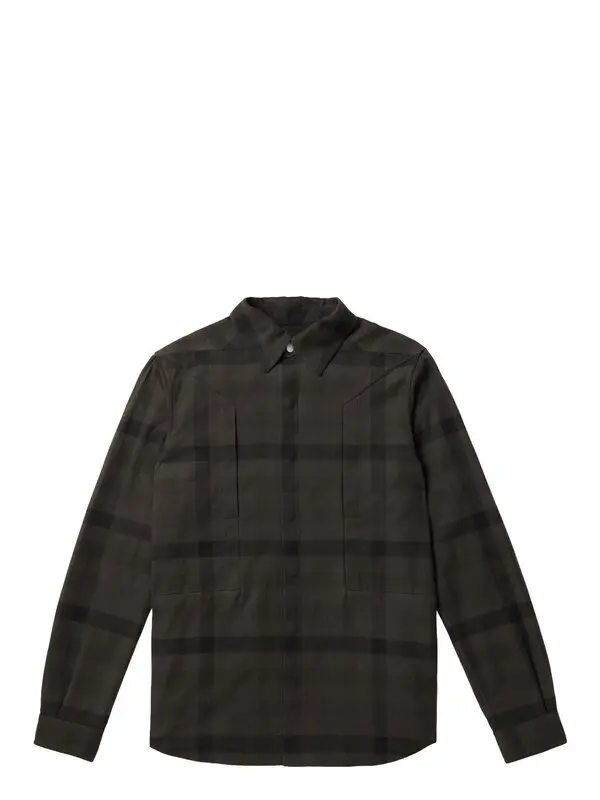 Rick Owens Checked Brushed Cotton-twill Overshirt - Gray