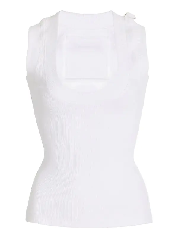 Brandon Maxwell Anne Scoop Neck Tank - White