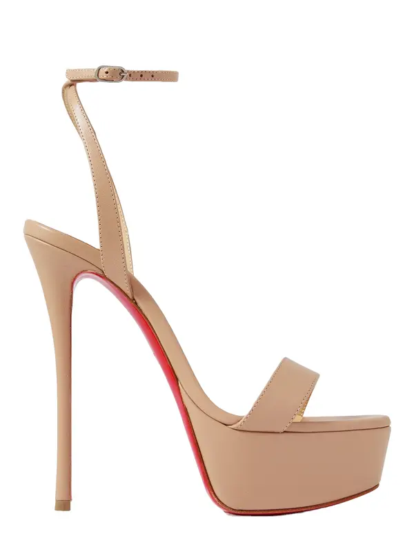 CHRISTIAN LOUBOUTIN Loubi Queen Alta 150 Leather Platform Pumps - Neutrals