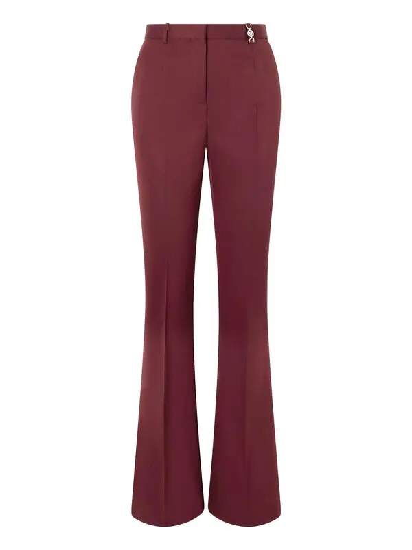 Versace Embellished Stretch-wool Flared Pants - Burgundy