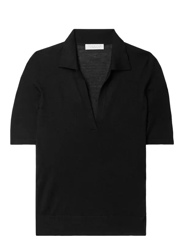 Gabriela Hearst Frank Cashmere And Silk-blend Polo Shirt - Black