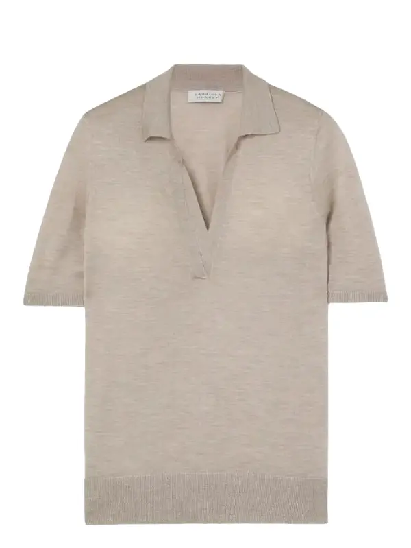 Gabriela Hearst Frank Cashmere And Silk-blend Polo Shirt - Neutrals