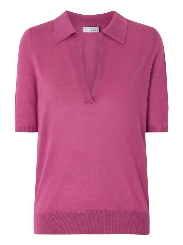 Gabriela Hearst Frank Cashmere And Silk-blend Polo Shirt - Pink