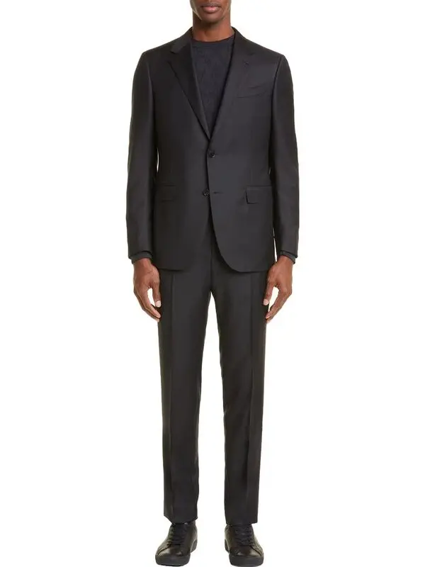 Zegna Trofeo™ Classic Fit Black Wool Suit - Blk Sld