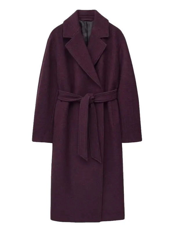 & Other Stories Belted Wool Wrap Coat - Red Dark