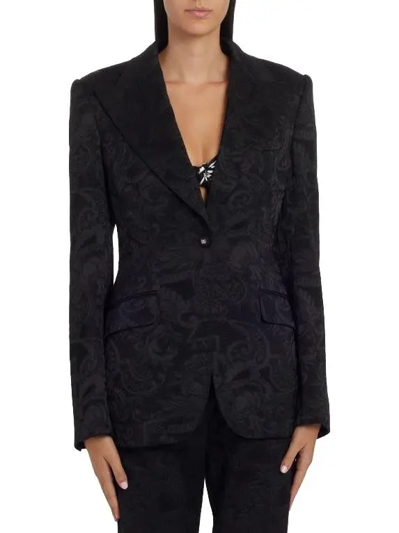 Dolce & Gabbana Floral Jacquard Blazer - Black