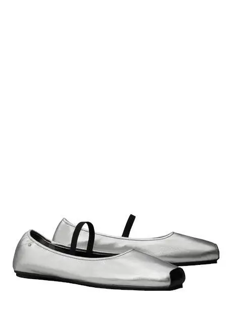 Tory Burch Runway Ballet Flat - Silver/perfect Black