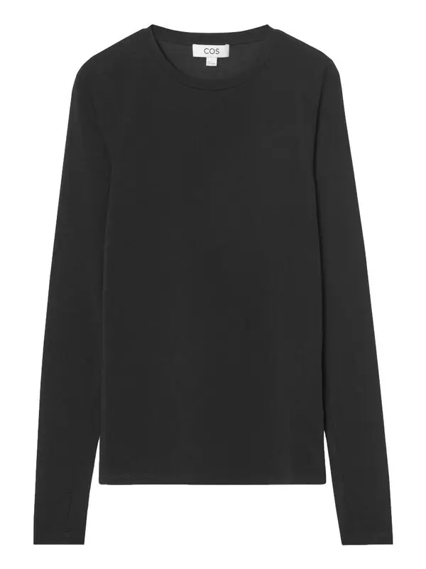 Cos Slim Fit Lightweight Long-sleeved Top - Black