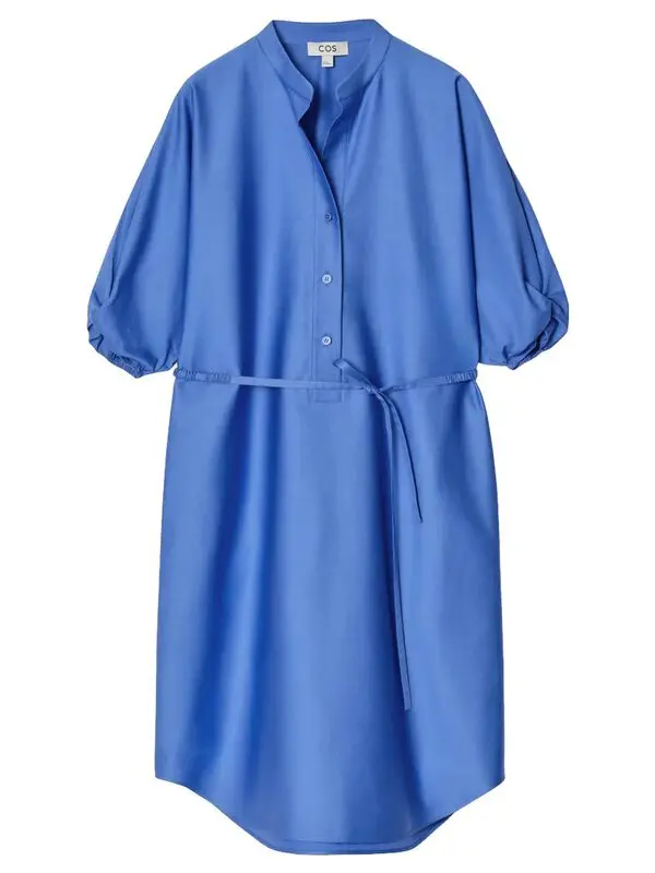 Cos Belted Midi Shirt Dress - Blue