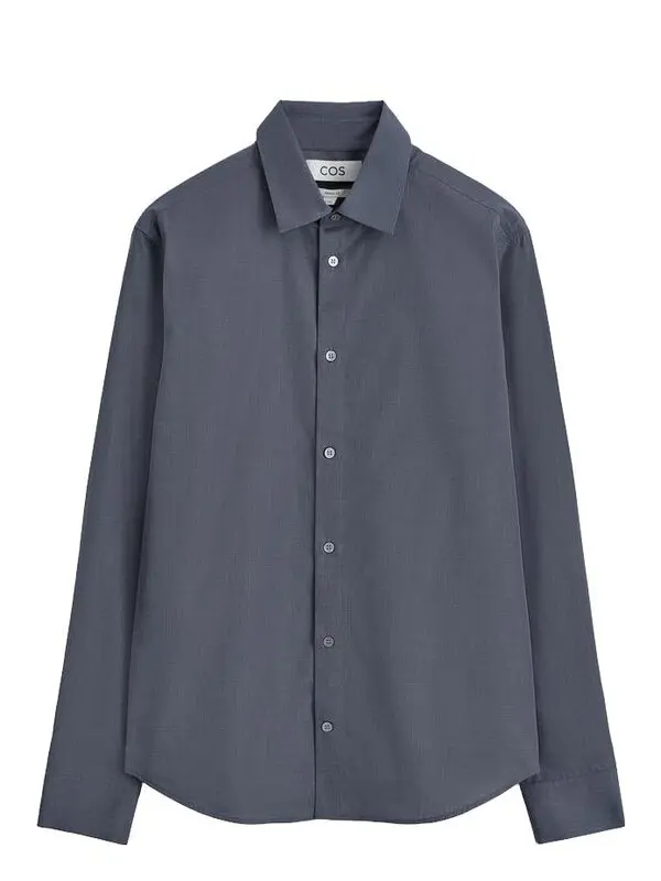 Cos Tailored Cotton Shirt - Dark Blue