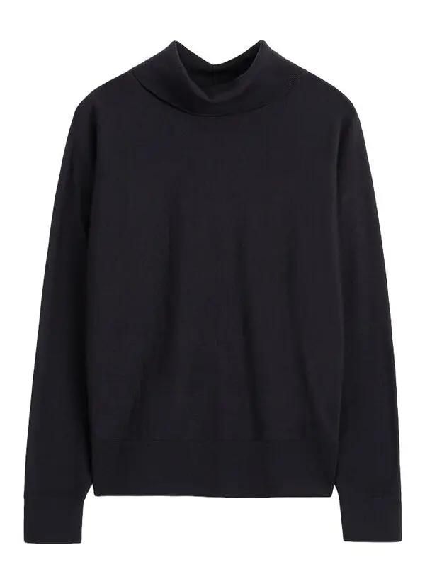Cos Merino Wool Funnel-neck Sweater - Blue