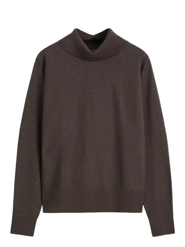 Cos Merino Wool Funnel-neck Sweater - Brown