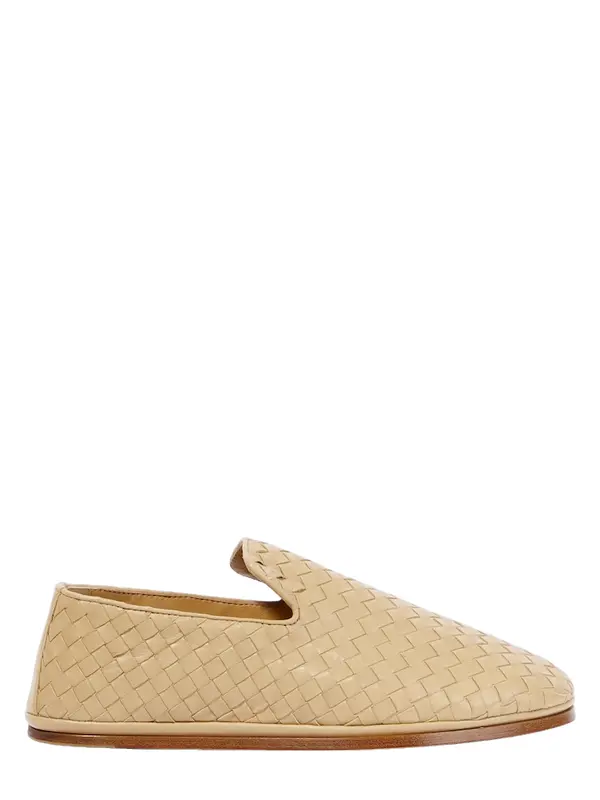 Bottega Veneta Intrecciato Leather Loafers - Beige