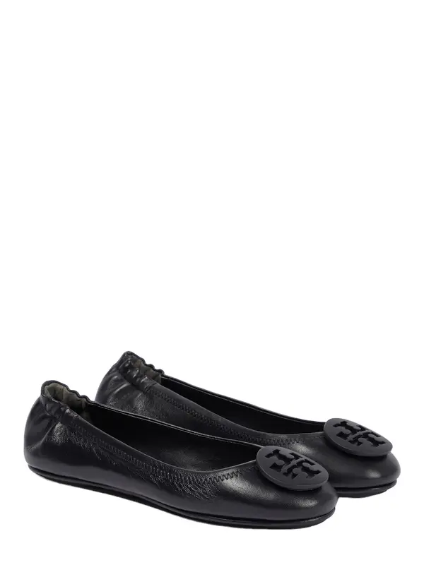 Tory Burch Minnie Leather Ballet Flats - Black