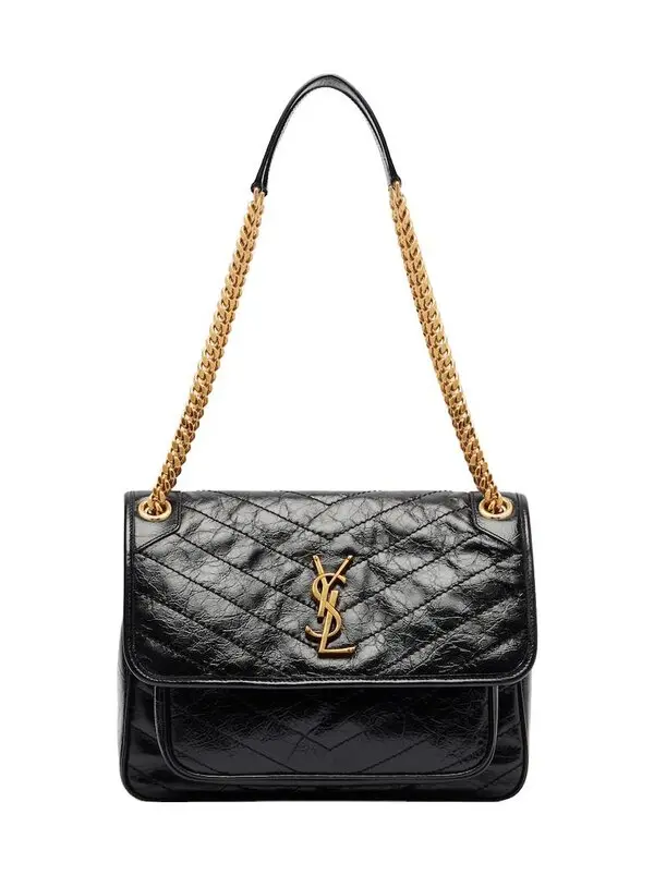 Saint Laurent Niki Medium Leather Shoulder Bag - Black