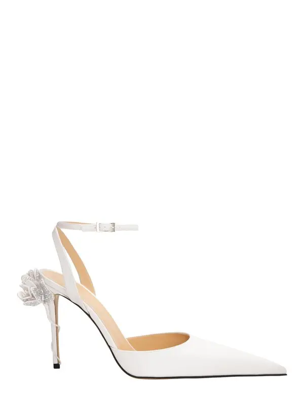 Mach & Mach Wonder Tulip Satin Pumps - White