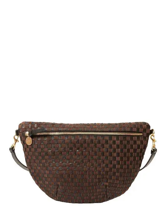 Clare V. Grande Woven Leather Belt Bag - Black/chocolate