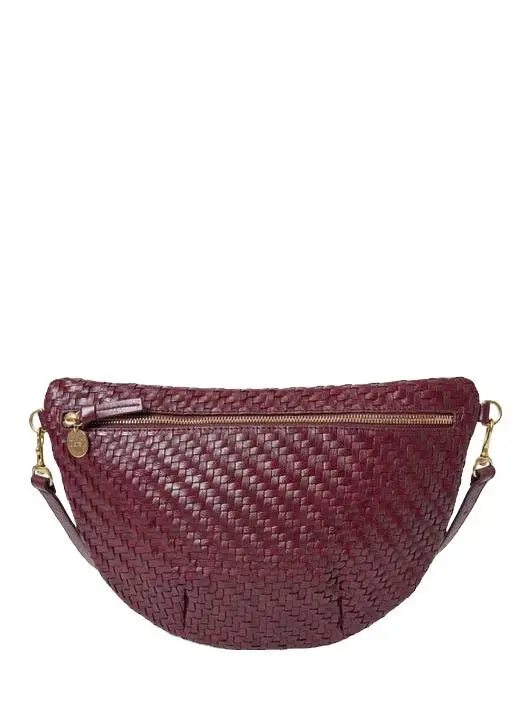 Clare V. Grande Woven Leather Belt Bag - Cassis