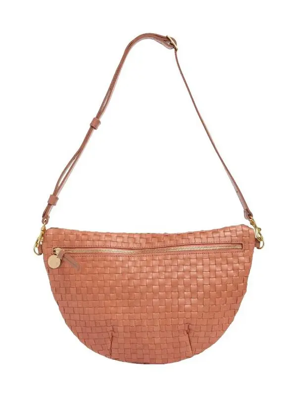 Clare V. Grande Woven Leather Belt Bag - Rose Clay