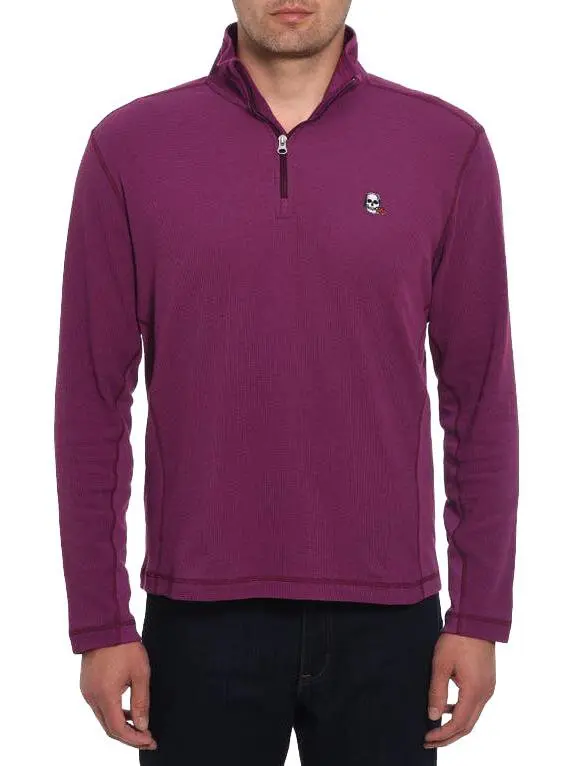 Robert Graham Polaris Embroidered Quarter Zip Pullover - Berry