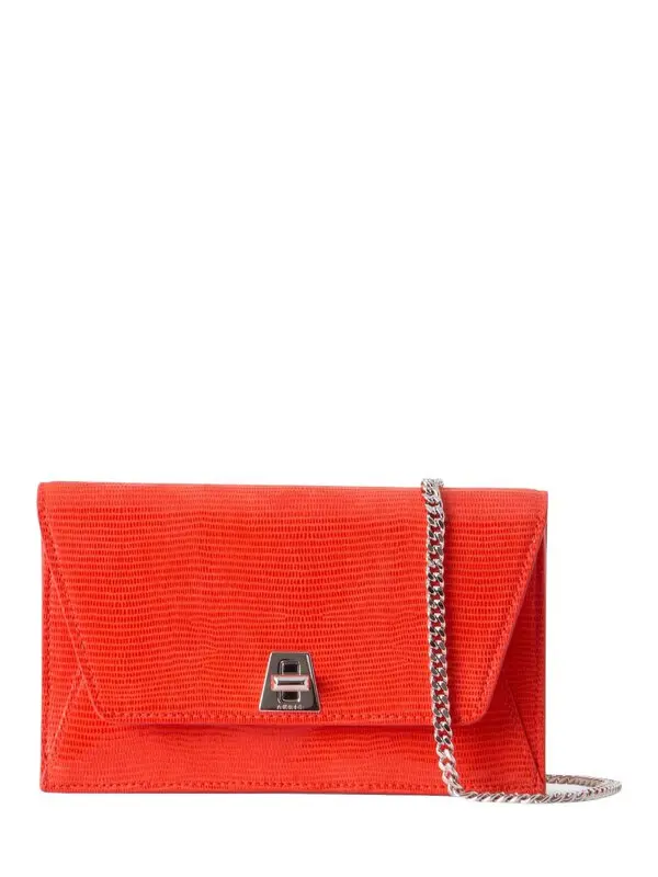 Akris Anouk Lizard Embossed Leather Wallet On Chain - Tangerine
