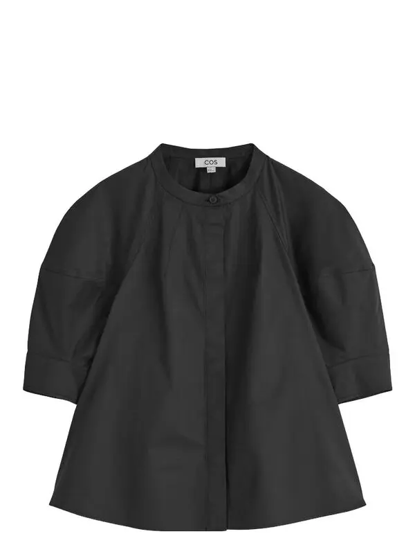 Cos Puff-sleeve Blouse - Black